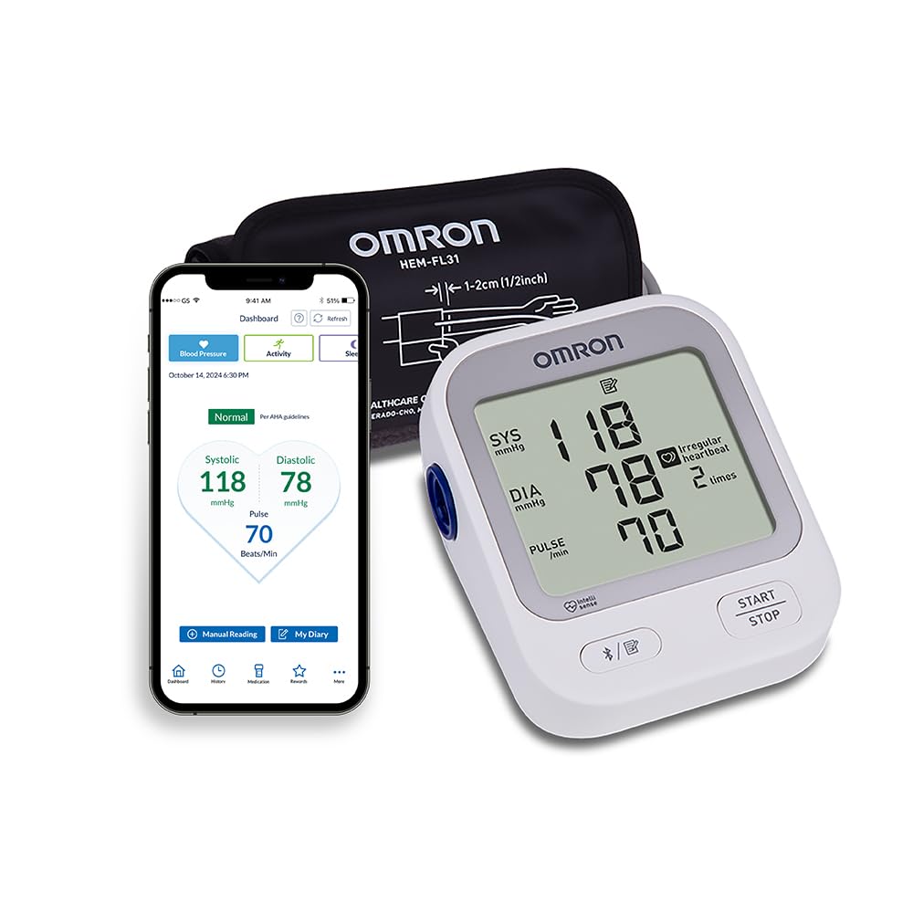 OMRON Silver Upper Arm Blood Pressure Monitor, Clinically Validated, M ...
